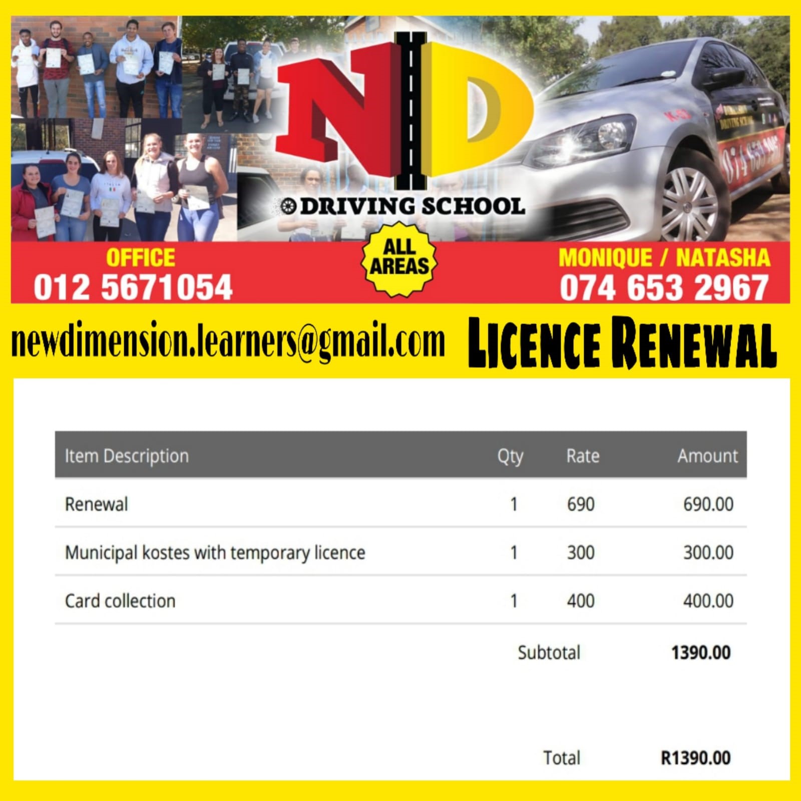 DRIVERS LICENCE RENEWALS 2020 Prices Specials MAGALIESKRUIN 